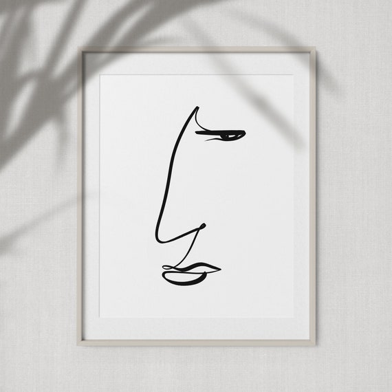 Abstract Face Wall Art One Line Printable Art Print Face | Etsy