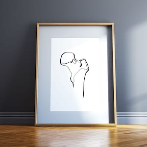One Line Femur Art Print, Bone Line Art, Printable Anatomy Wall Art ...