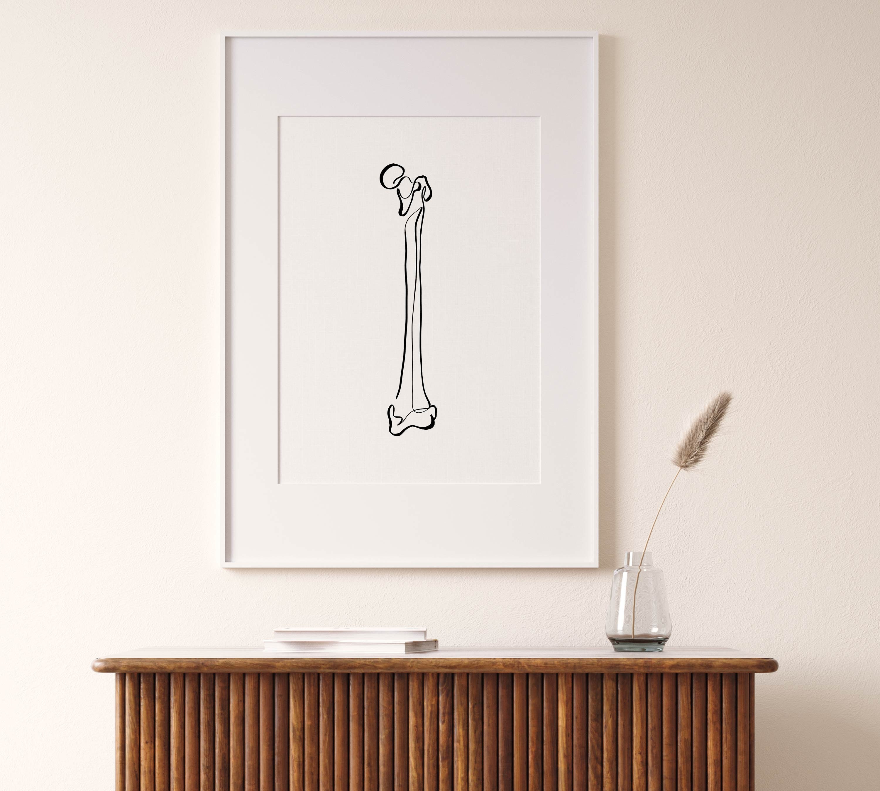 Abstract Femur Bone Art Print, One Line Anatomy Art, Medical Printable ...