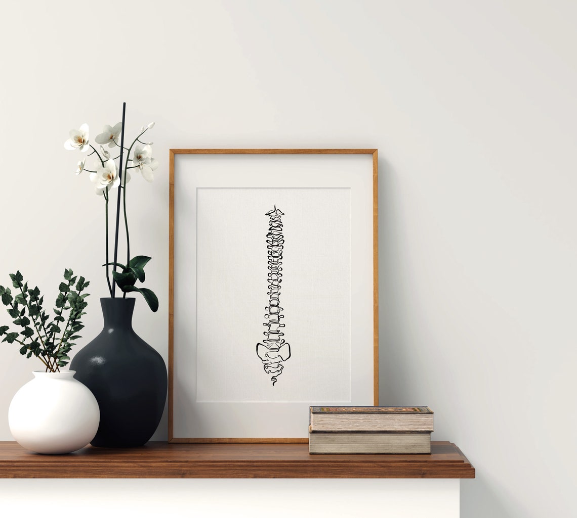 Minimalist Spinal Painting, Abstract Spine Printable Wall Art, One Line ...
