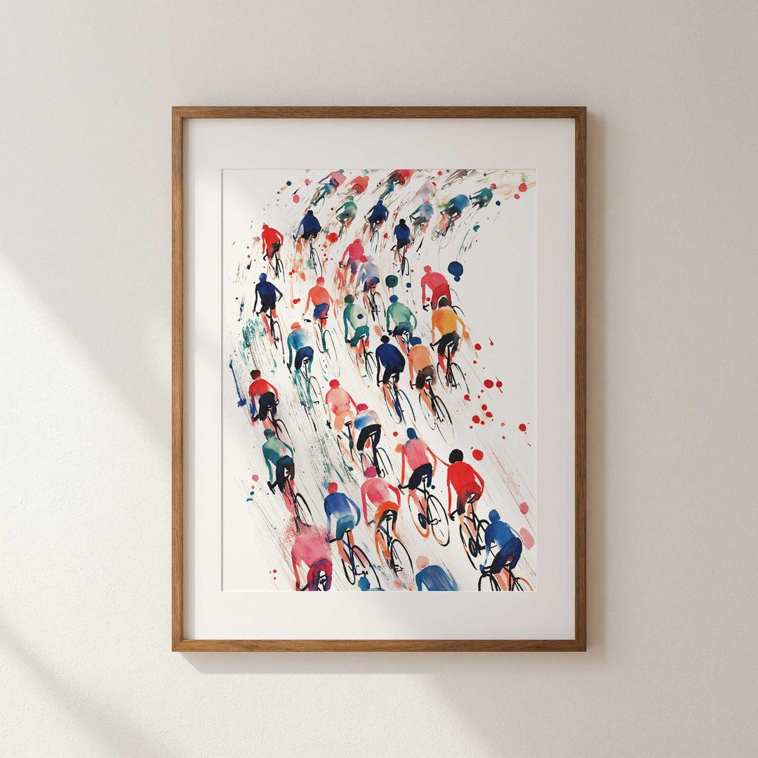 Bicycle Watercolor Painting, Cyclist Art, Abstract Peloton Art Print ...