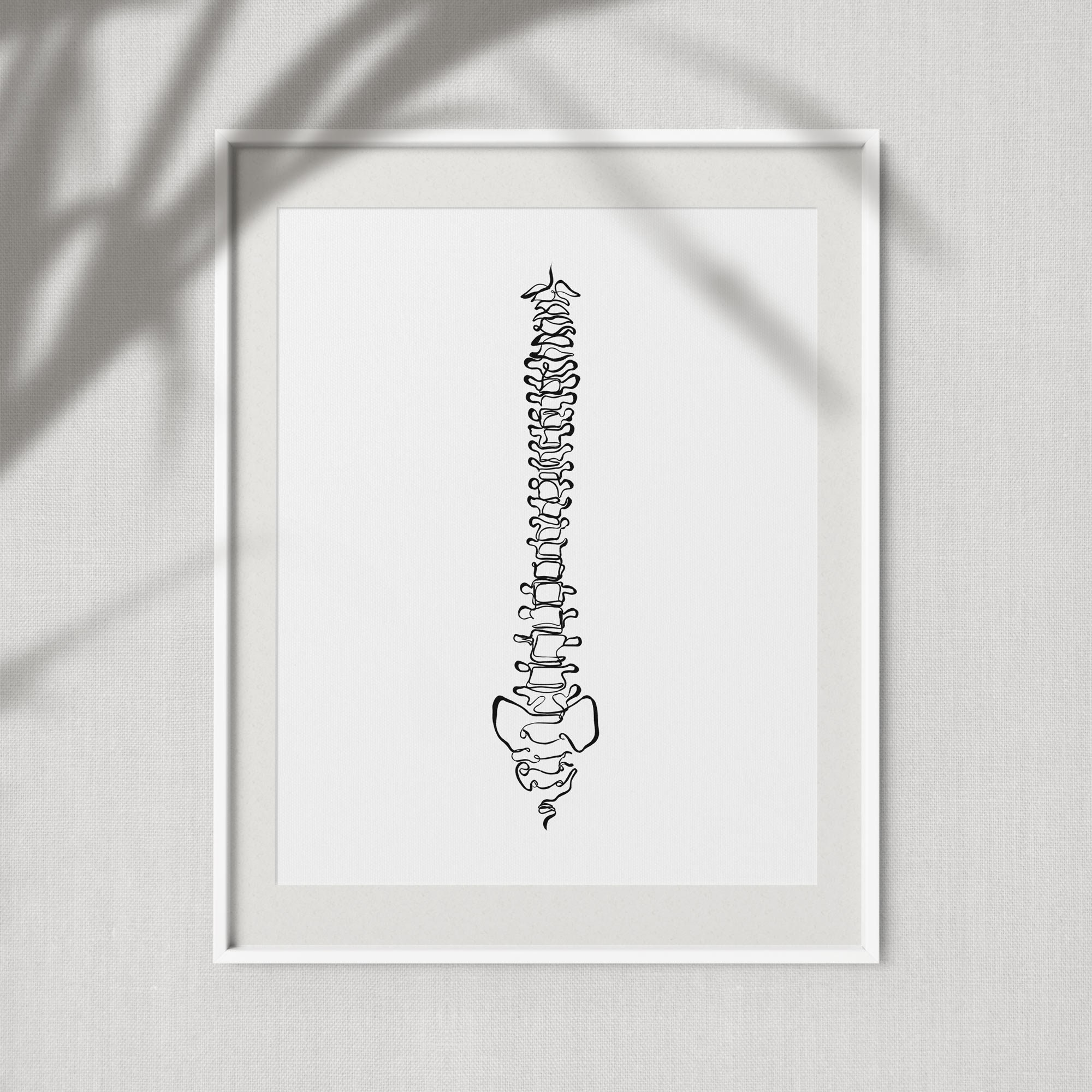 Minimalist Spinal Painting, Abstract Spine Printable Wall Art, One Line ...