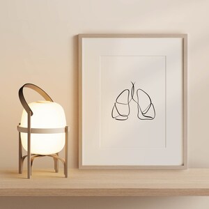 Minimalist Lungs Printable Wall Art, Respiratory Line Art Illustration ...