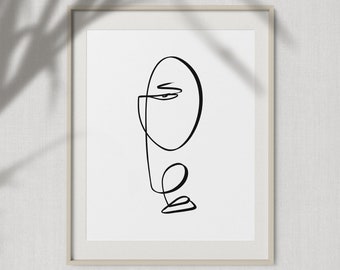 Abstract Female Face Print Printable One Line Drawing - Etsy