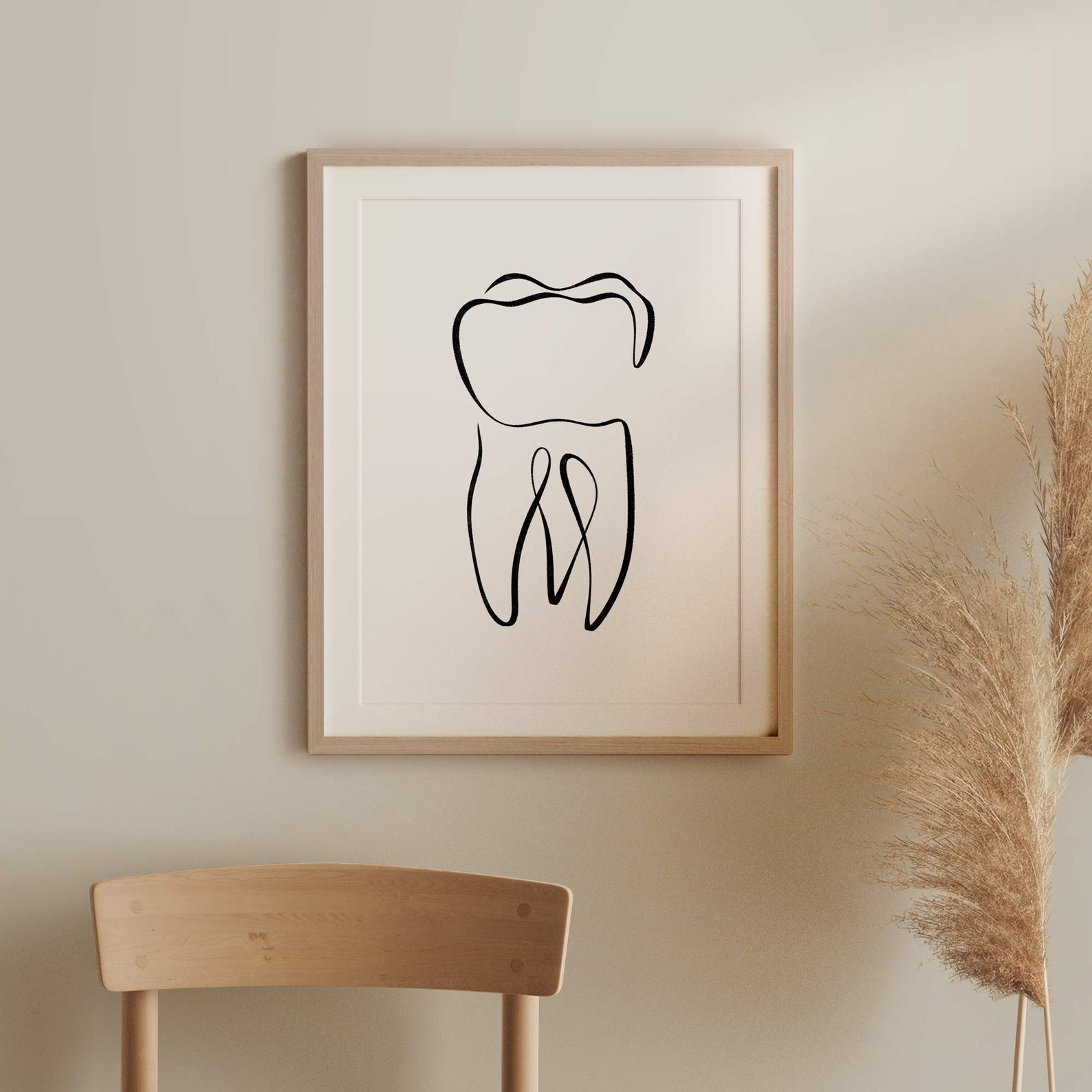 Molar Tooth One Line Drawing, Dental Printable Art, Simple Dentistry ...