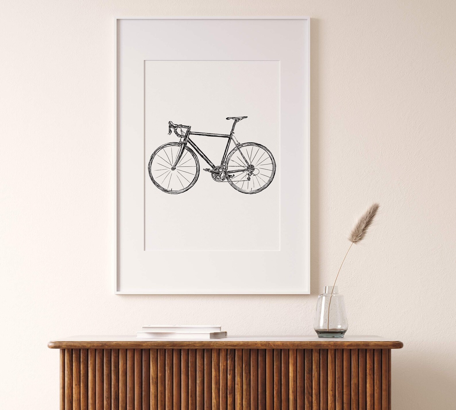 Bicycle Printable Art Poster, Bike Pen Drawing, Minimalist Cyclist ...