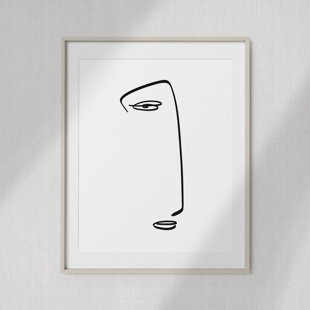 Minimalist Abstract Face Artwork, Simple Face Figure Drawing, Modern ...