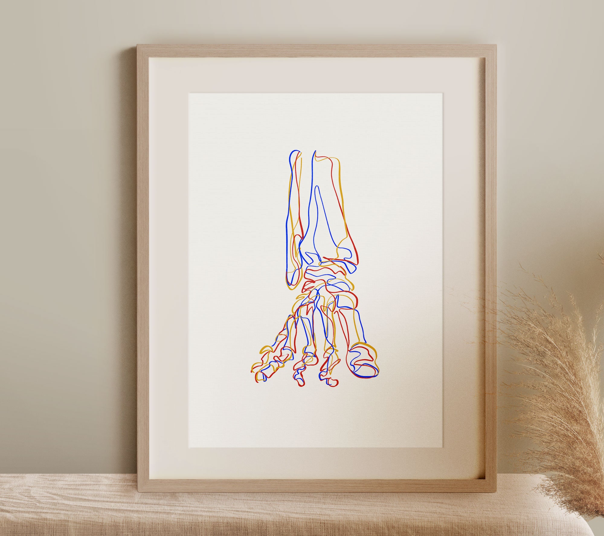 Abstract Foot Line Painting, Skeleton Printable Illustration ...