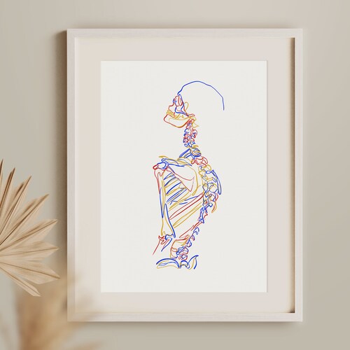 Human Skeleton Line Art Abstract Anatomy Painting Medical - Etsy