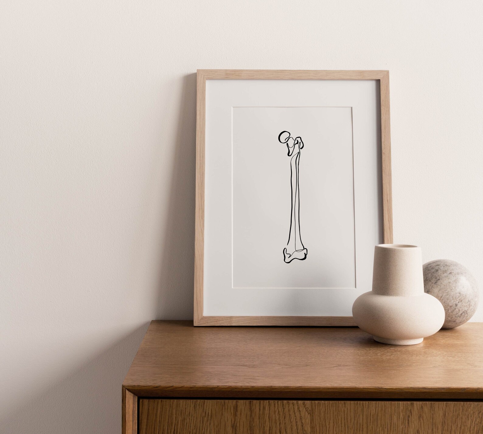 Abstract Femur Bone Art Print, One Line Anatomy Art, Medical Printable ...