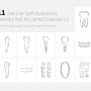 11 Dental Drawings, Dentist Wall Art Set, Dentistry Art Print Bundle ...