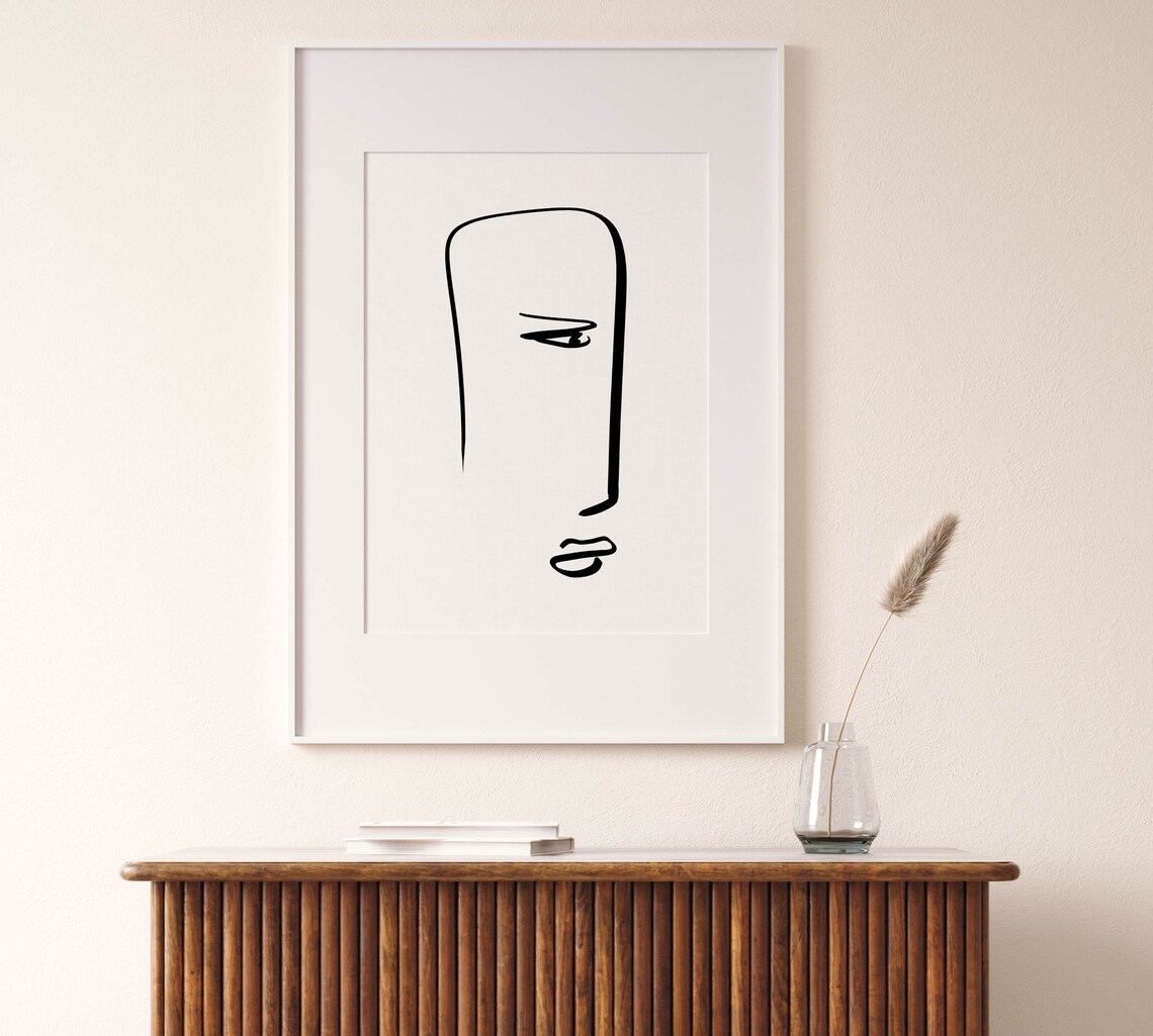 Abstract Face Wall Art, Minimalist Simple Printable Art, Face Sketch ...