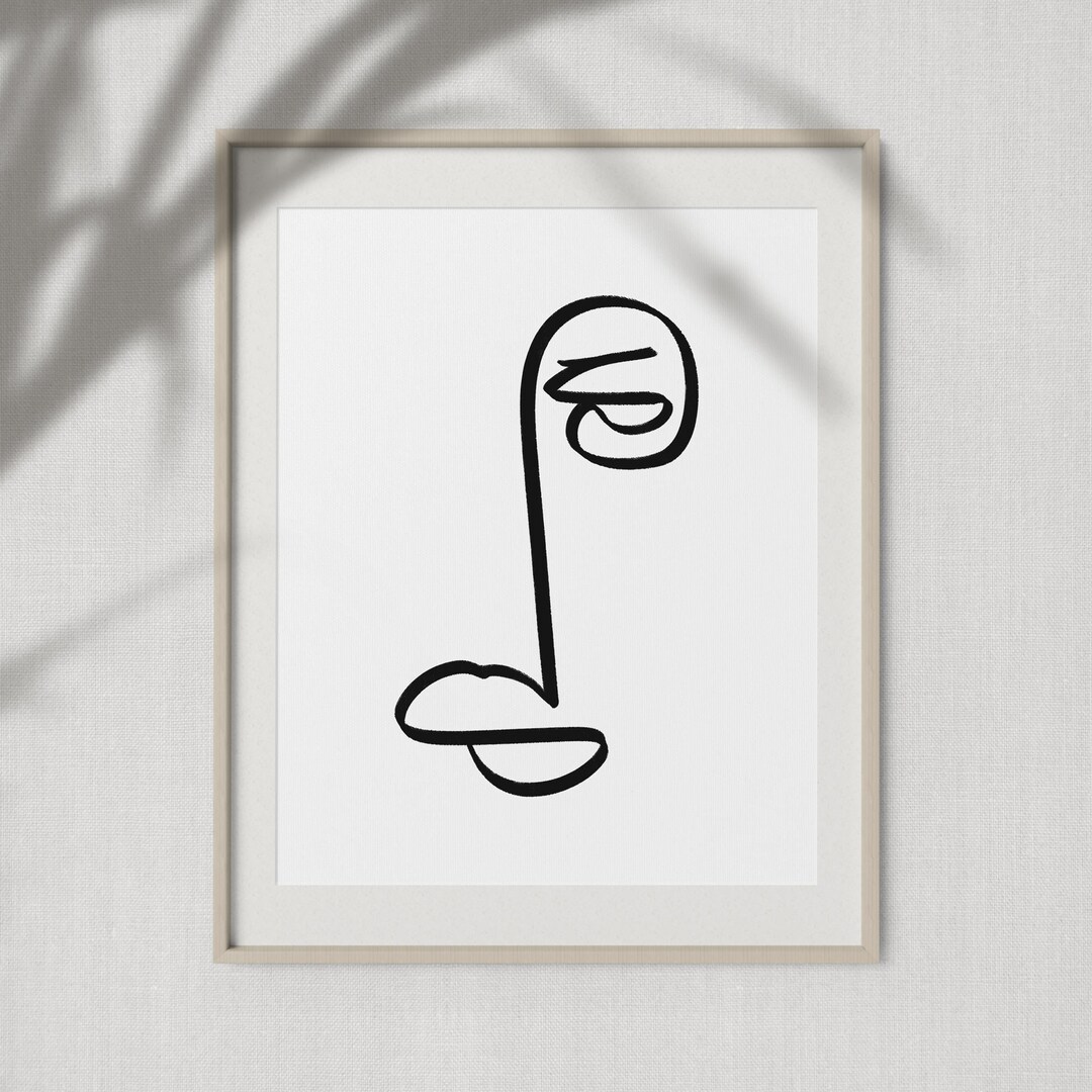 Abstract One Line Face, Minimalist Face Drawing Printable, Boho Sketch ...