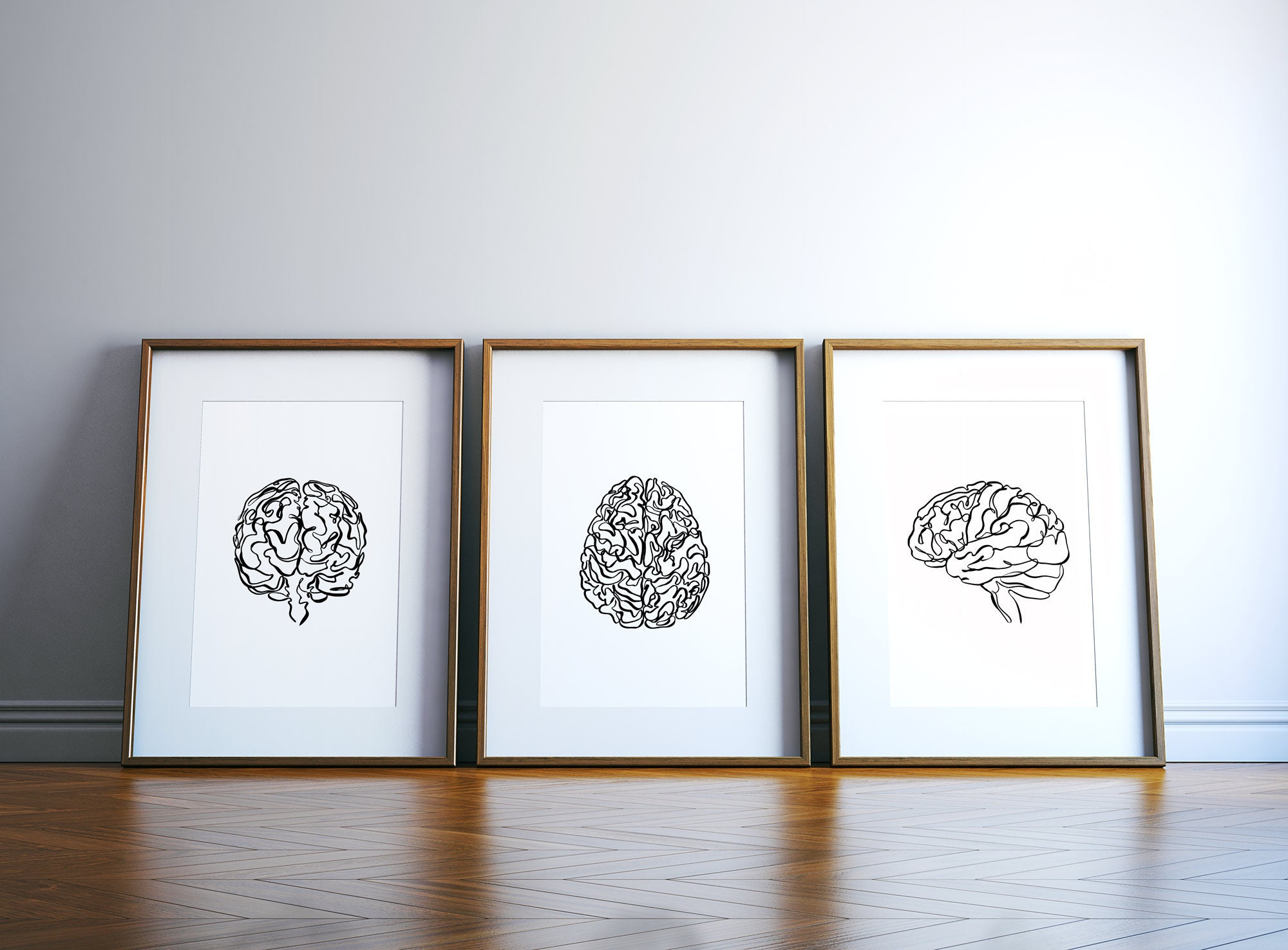 Abstract Brain Art Print Set Cerebrum Printable Line Art - Etsy