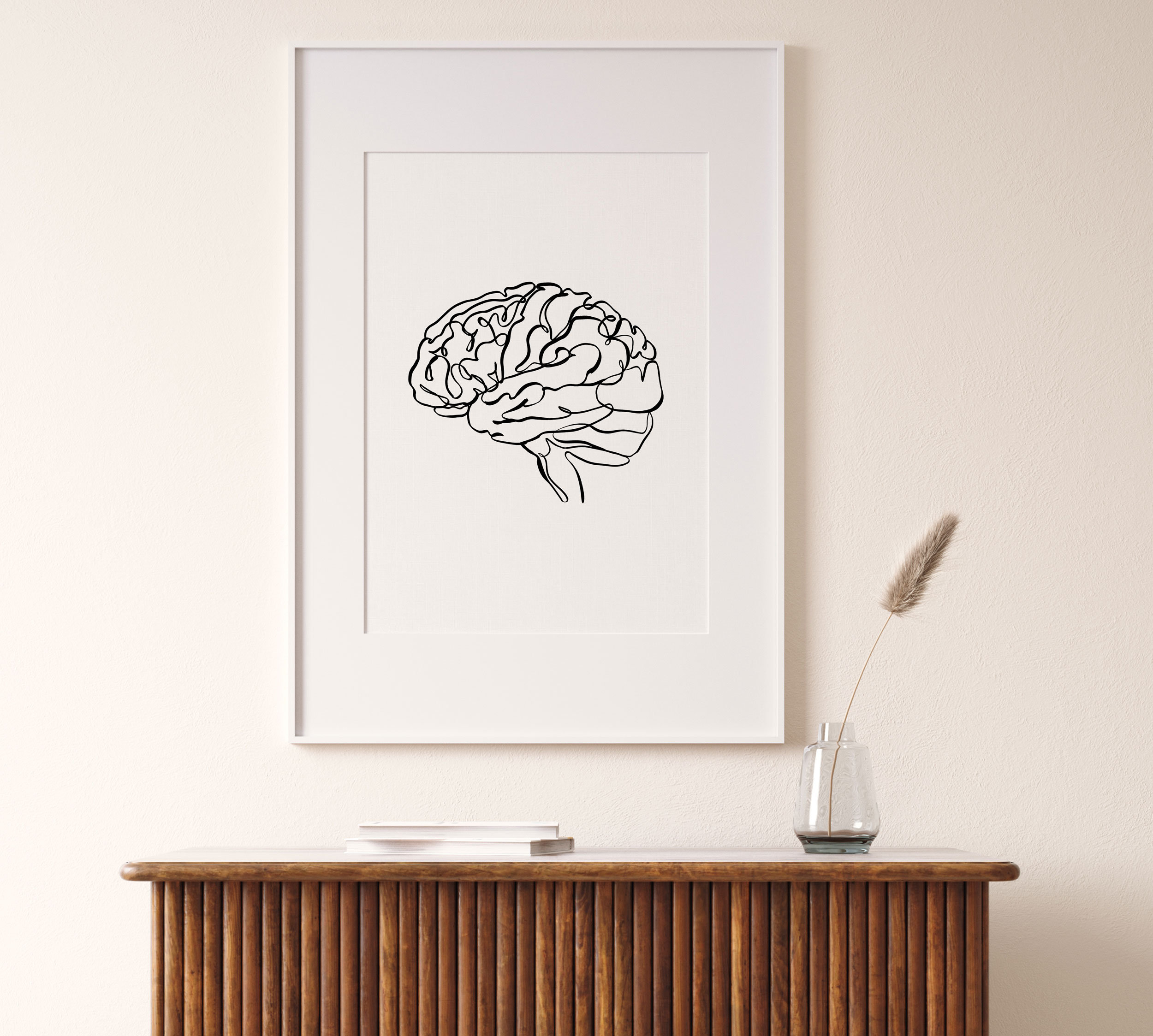 Abstract Brain Line Art Cerebrum Minimal Poster Psychology - Etsy
