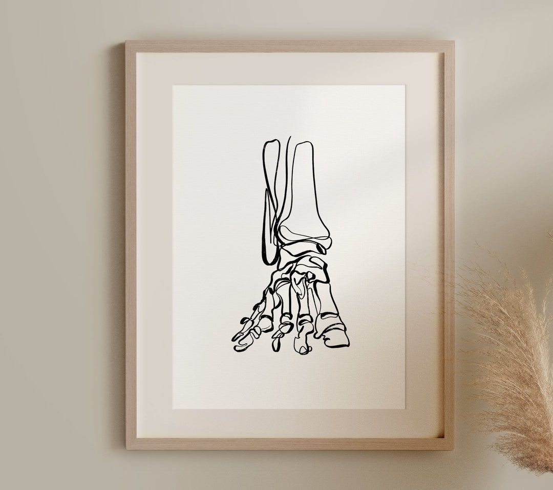 Abstract One Line Foot Painting, Bone Illustration Art Print, Medical ...