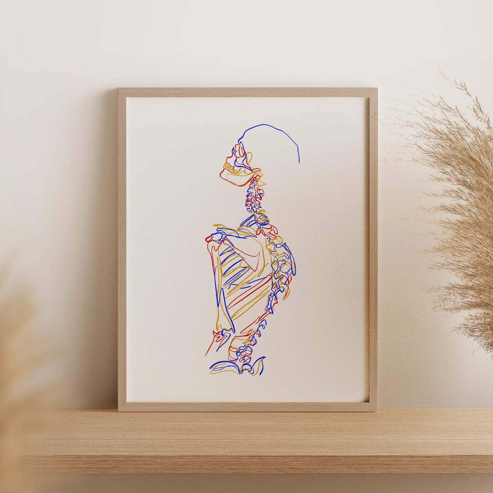 Human Skeleton Line Art Abstract Anatomy Painting Medical | Etsy