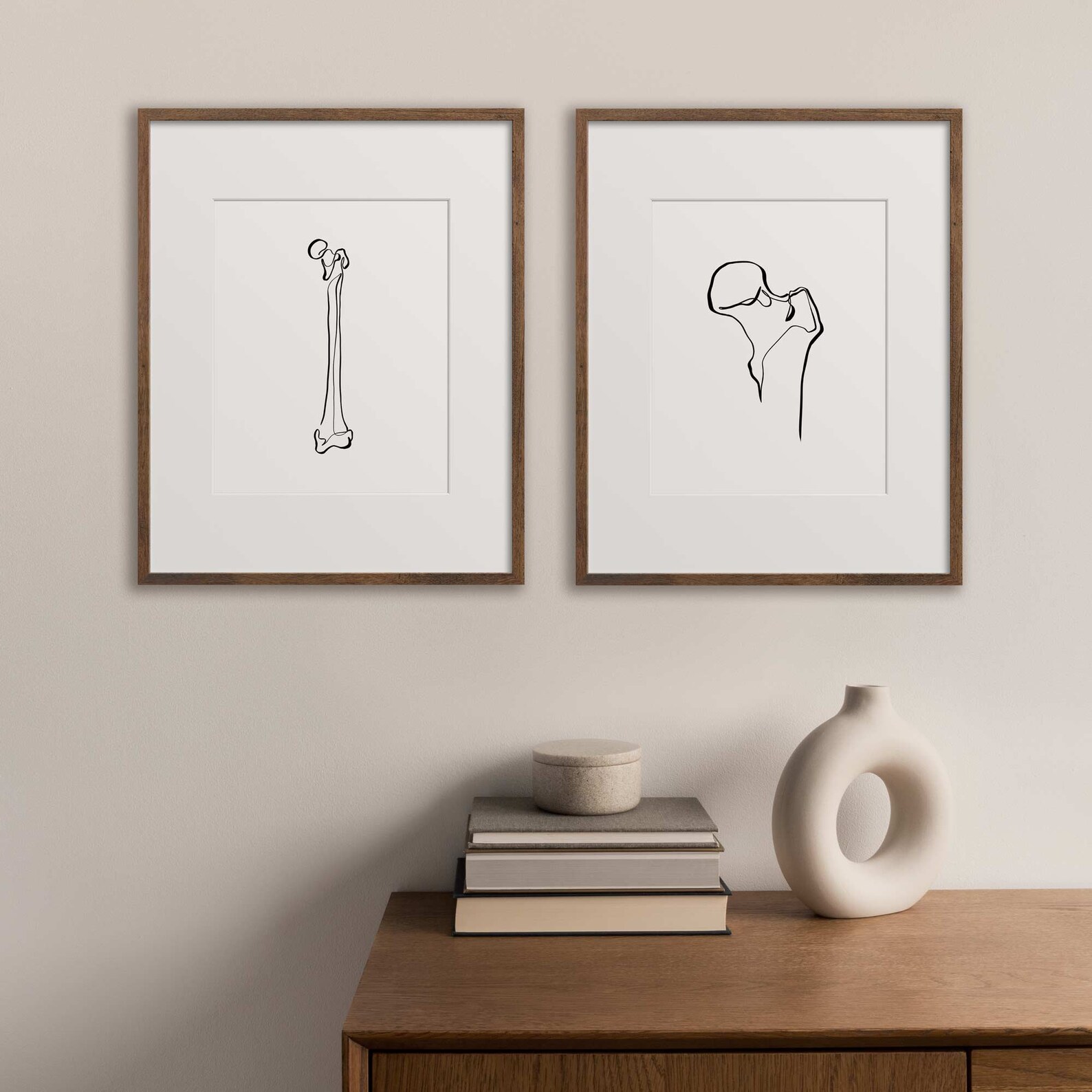 6 Human Bone Drawing Art Prints Skeleton Wall Art Set | Etsy