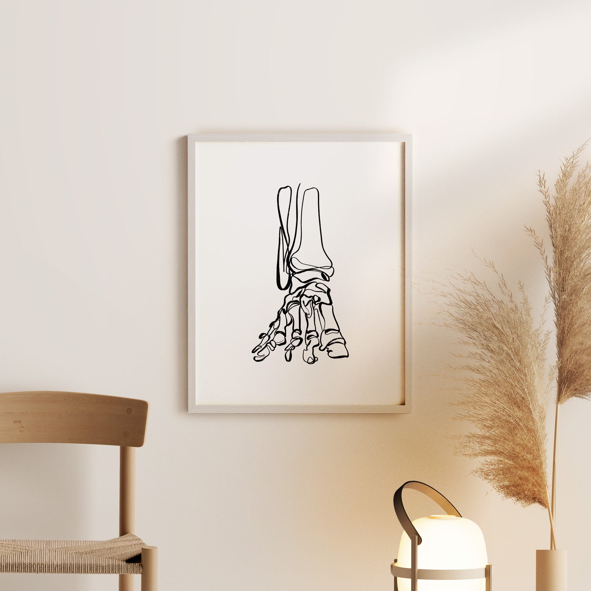 Abstract One Line Foot Painting Bone Illustration Art Print | Etsy