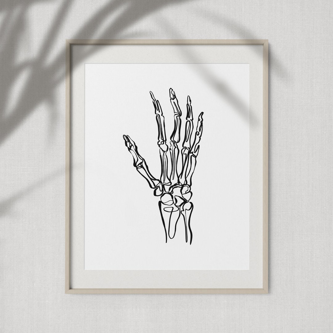 Abstract Skeleton Hand, Medical Printable Wall Art, Chiropractic Art ...