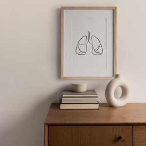 Minimalist Lungs Printable Wall Art, Respiratory Line Art Illustration ...