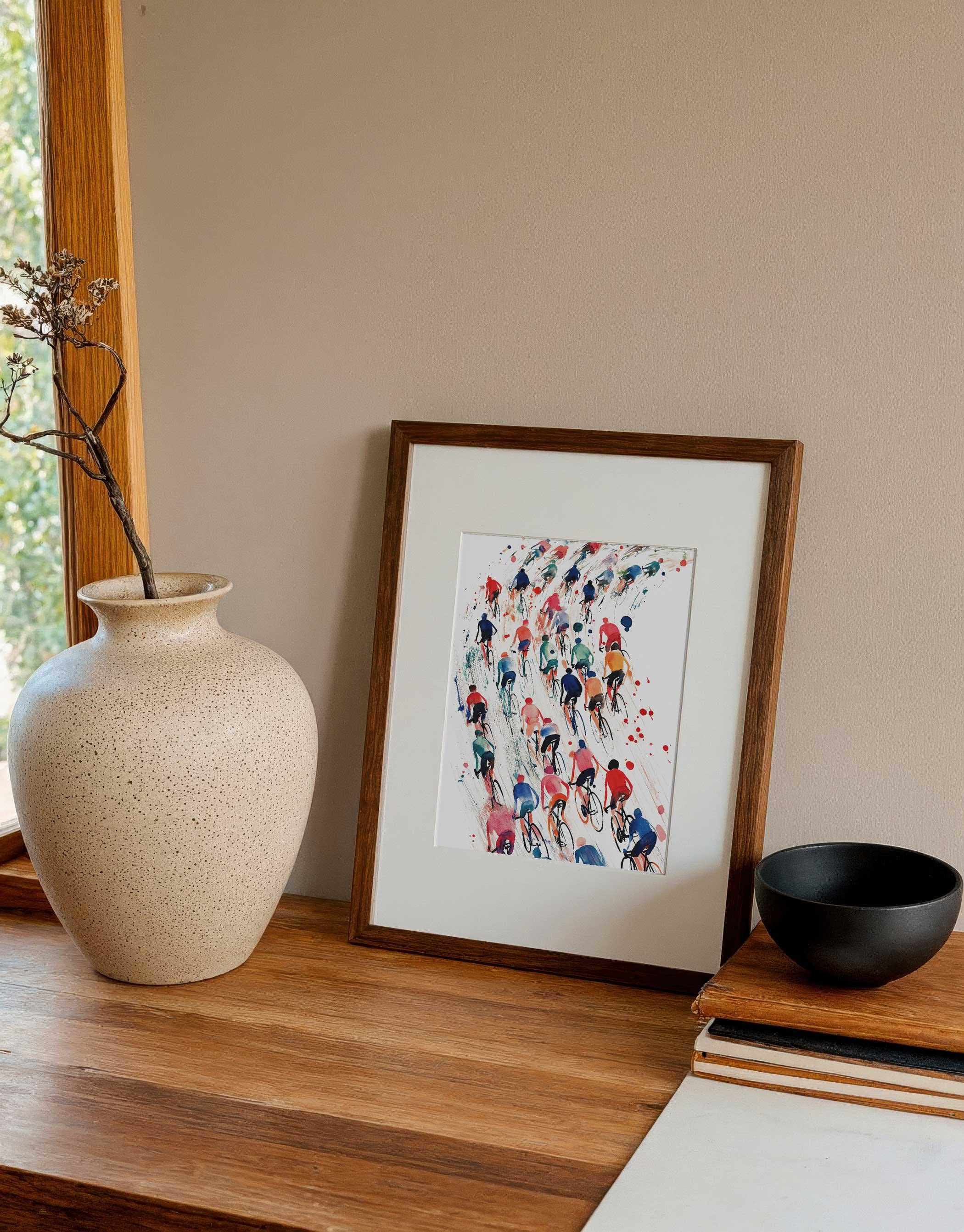 Bicycle Watercolor Painting, Cyclist Art, Abstract Peloton Art Print ...