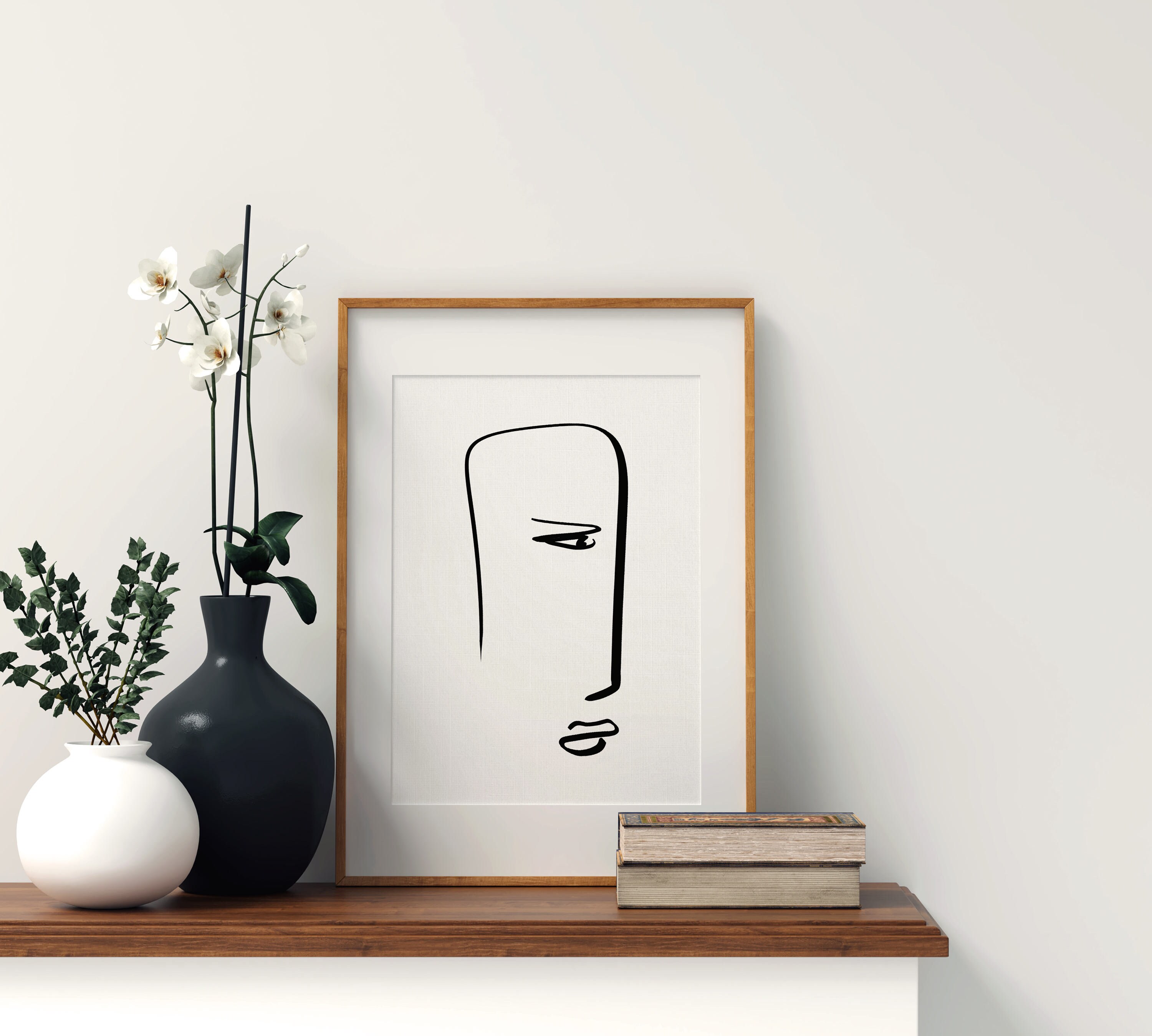 Abstract Face Wall Art, Minimalist Simple Printable Art, Face Sketch ...