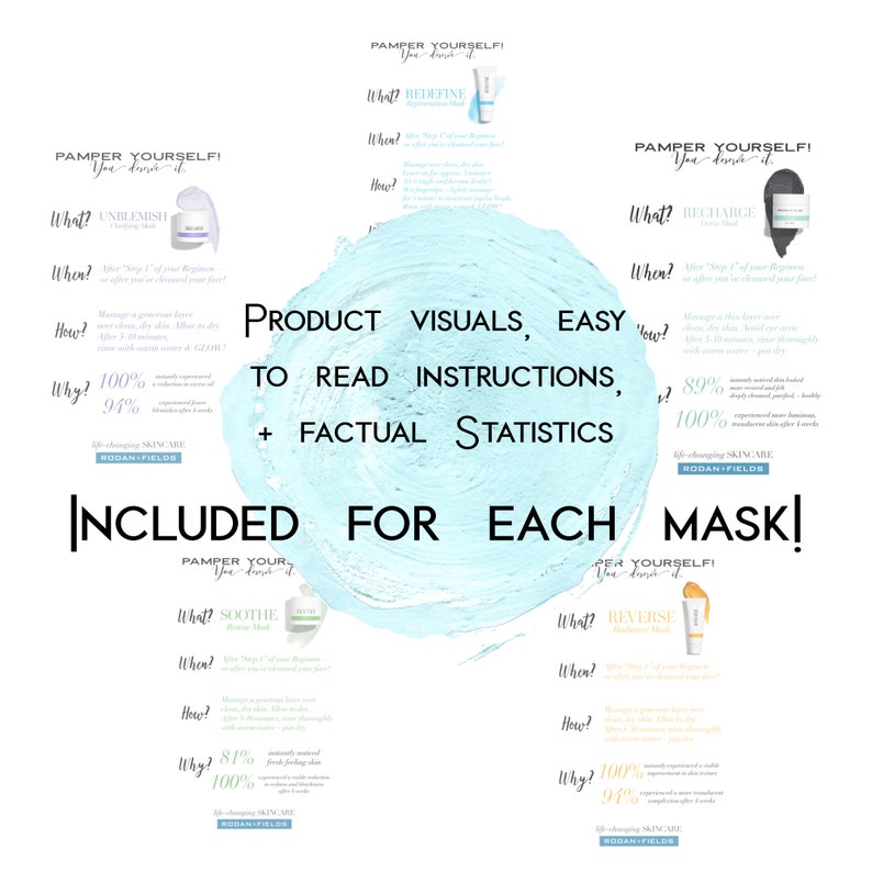 Rodan and Fields Infographics for All 5 Face Masks! Instant Download ...