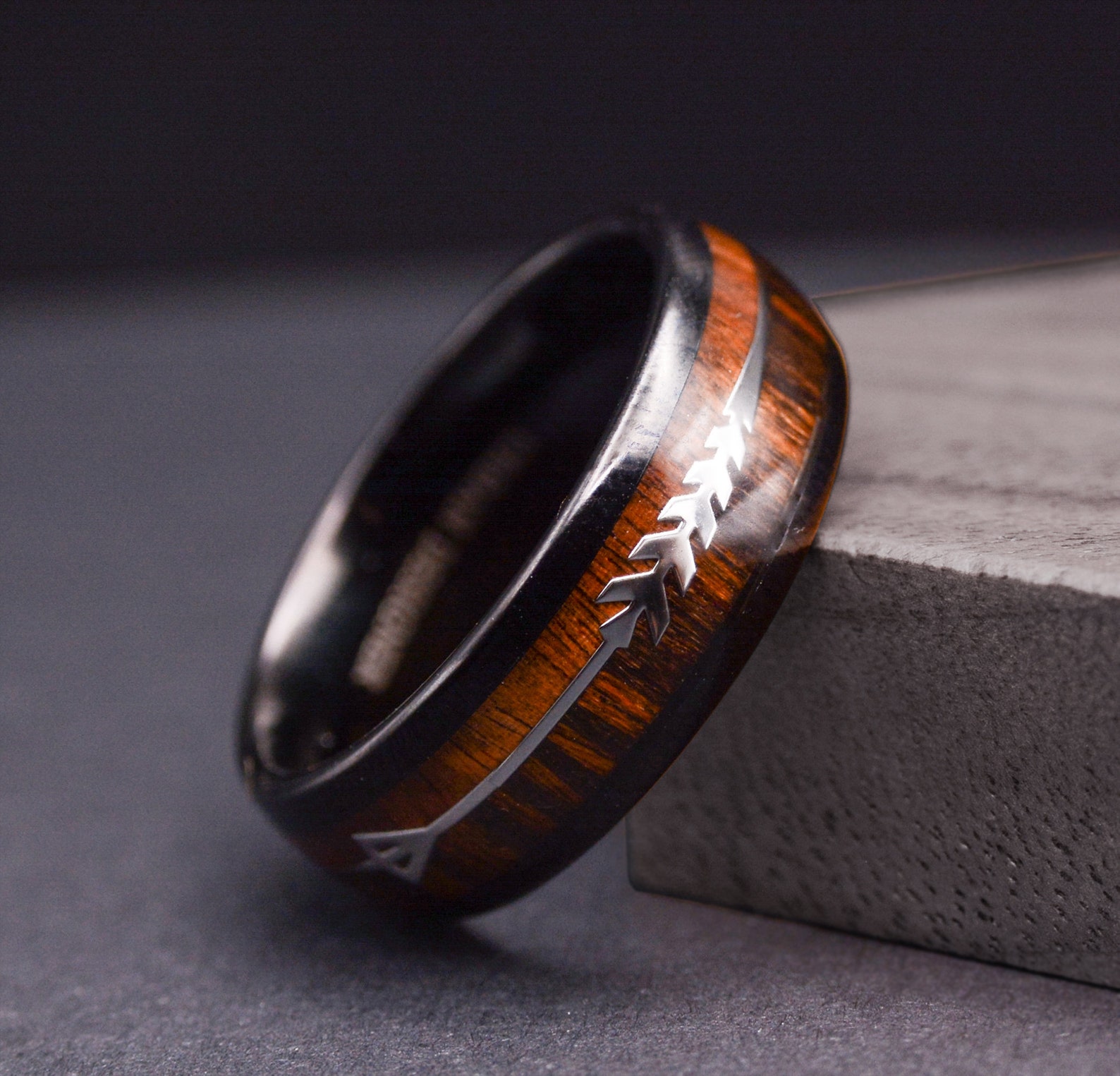 Wooden Ring-8mm Tungsten Rings With Wood Inlay and Sleek - Etsy