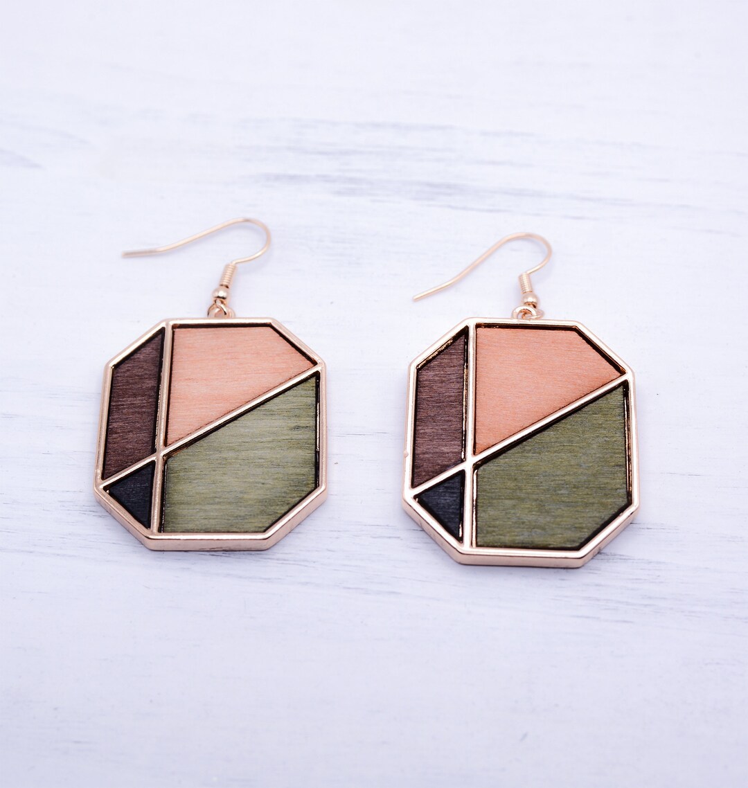 Geometric Wooden Earrings: Minimalist Style Statements for Women, Gifts ...