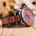 Volcano Chronograph Wood Watch for Men Red Wood Band With Dark Metal ...