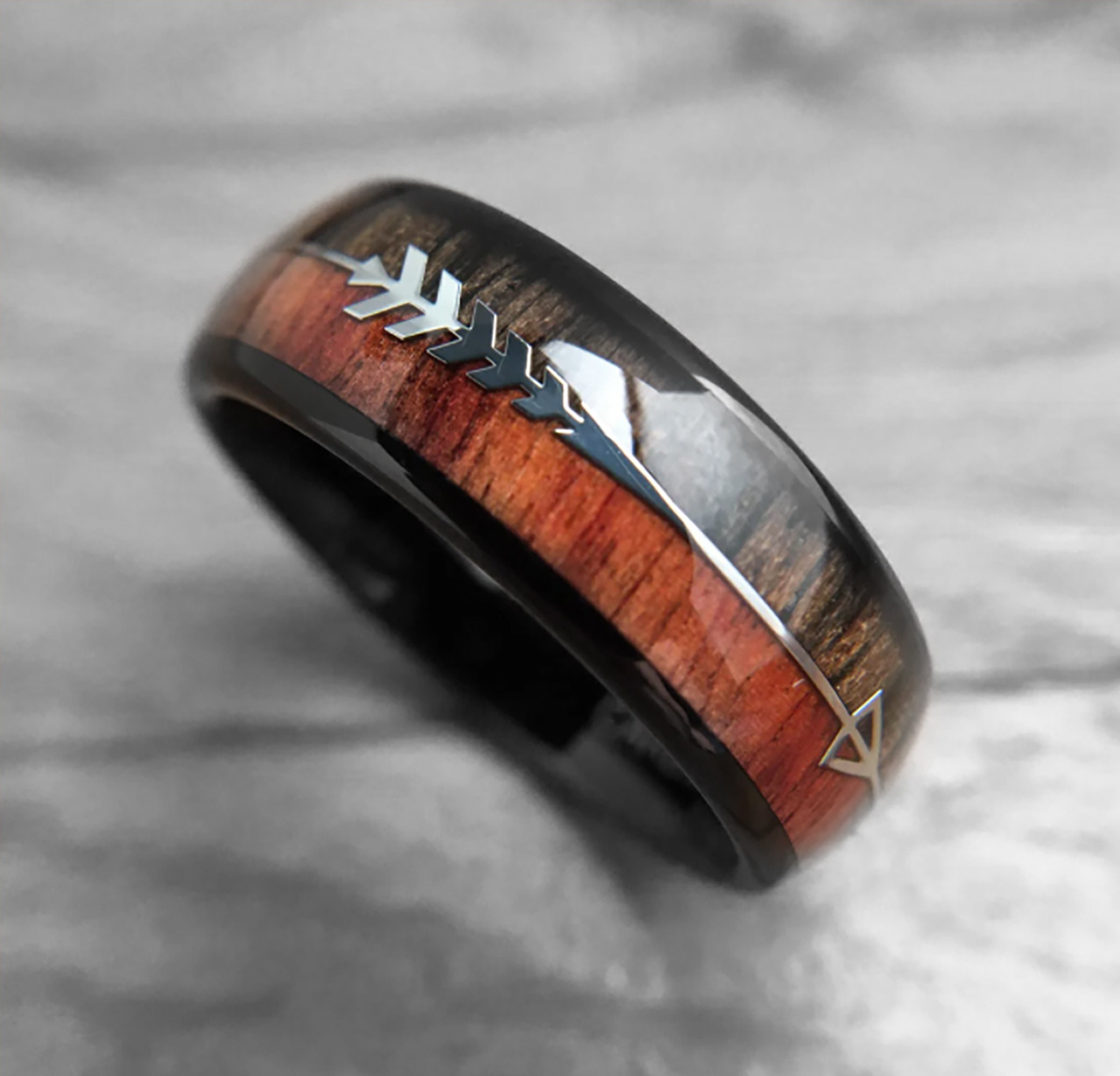 Wooden Ring-6mm Tungsten Rings With Wood Inlay and Sleek - Etsy