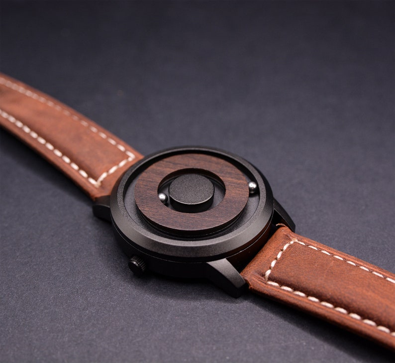 Wooden Watch: Cosmos Minimalist Wood Dial Scaleless Magnetic Wood Watch ...