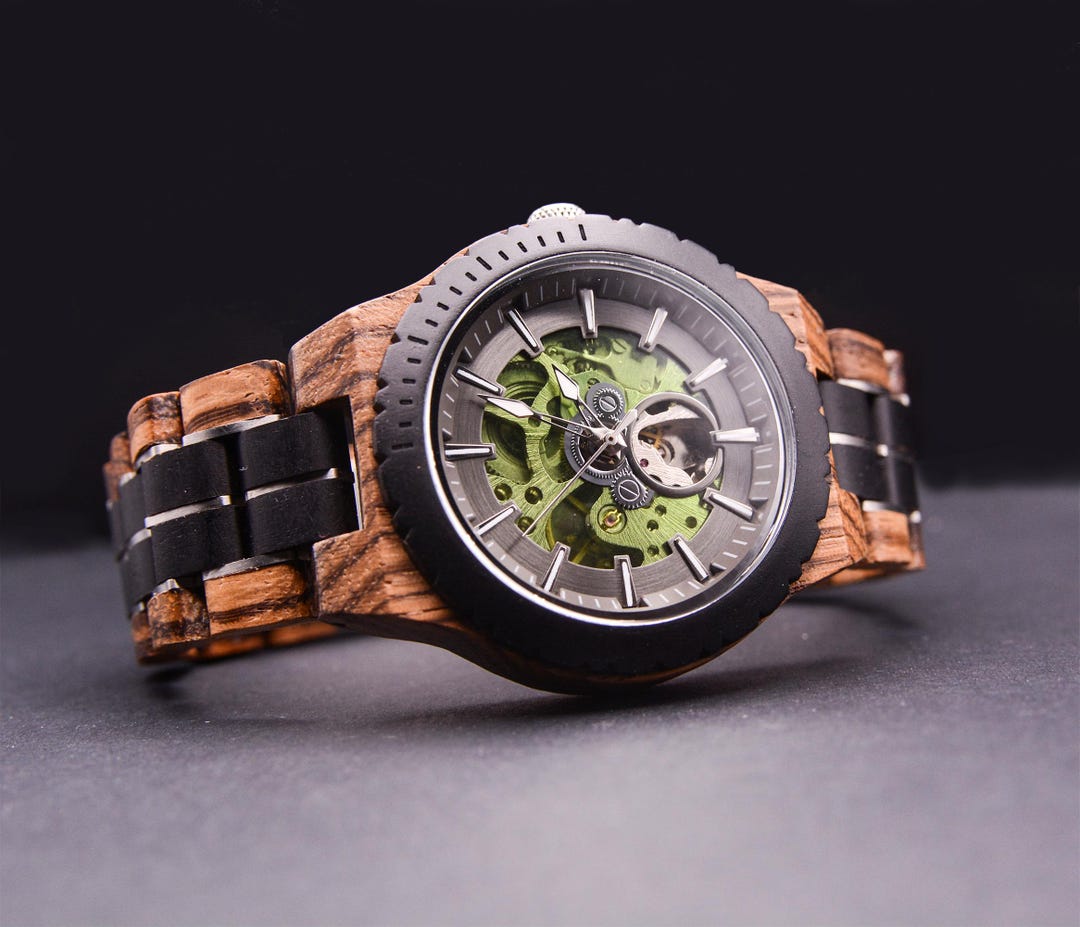 Emerald Shadow Mechanical Watches for Men, Wooden Watches for Men, Gift ...