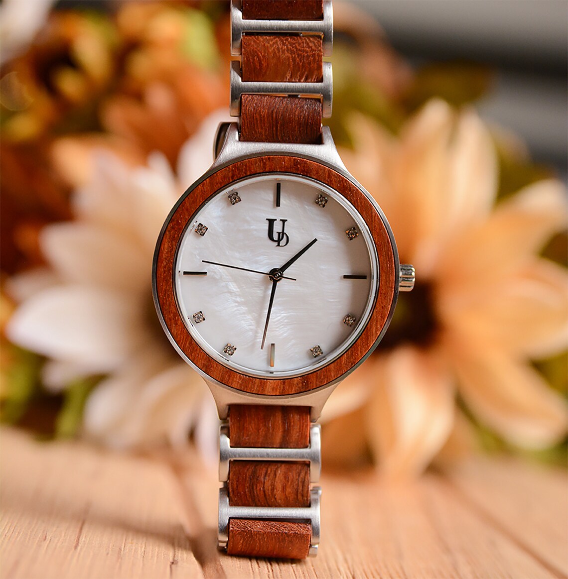 Tulip Wooden Watch for Women With Wood & Stainless Steel Combined Watch ...