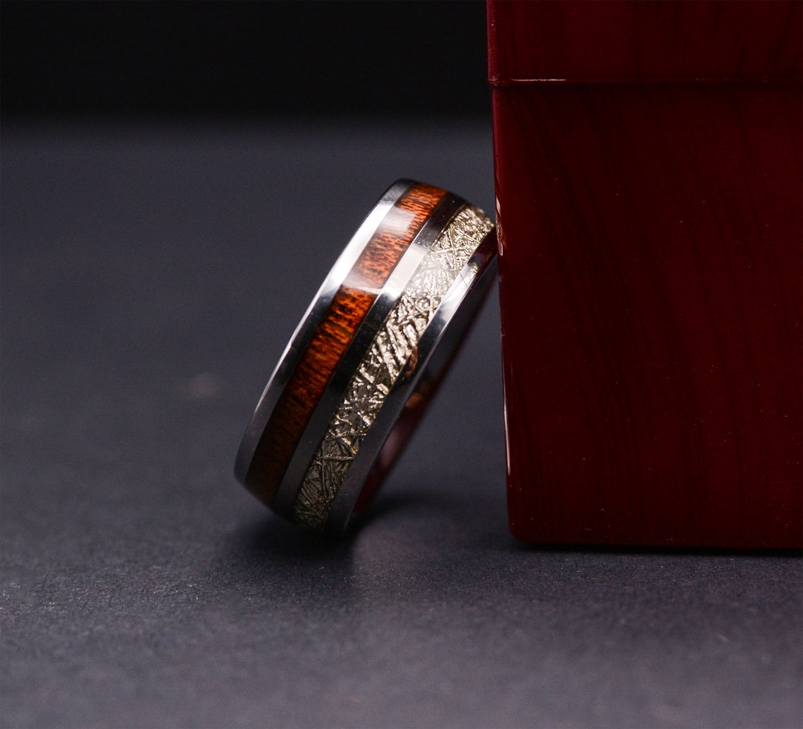 Mens Wedding Band 8mm Deer Antler Inlay Wood Inlay Tungsten Carbine ...