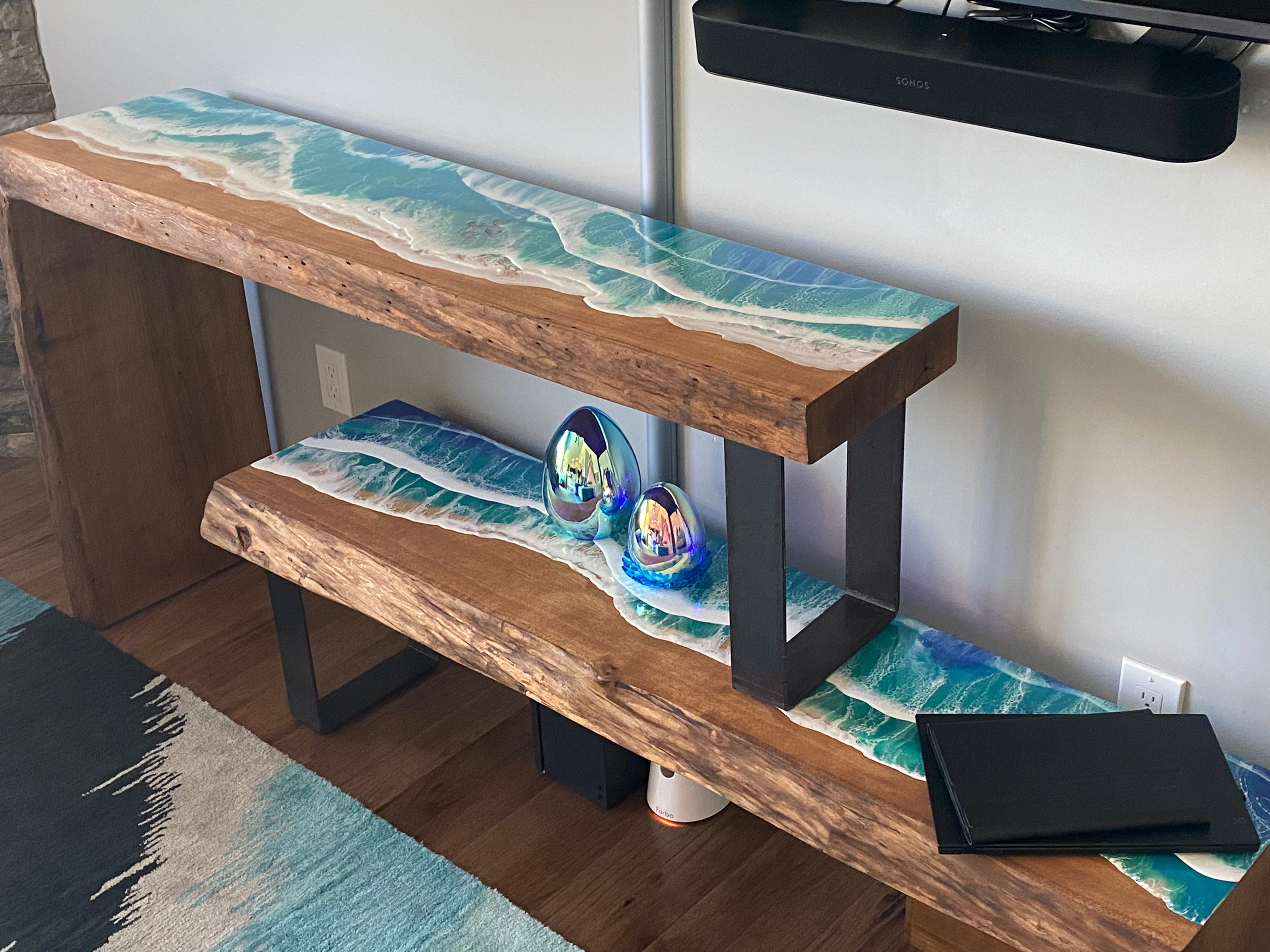 Wave coastal custom beach console table custom made to order. | Etsy