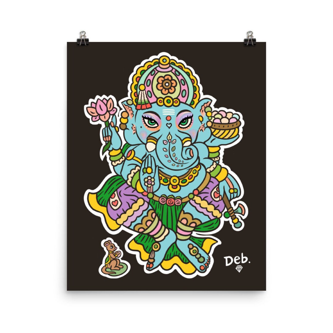 Ganesh Poster Art Print | Yoga Poster Art, Colorful Hand Drawn Artist ...