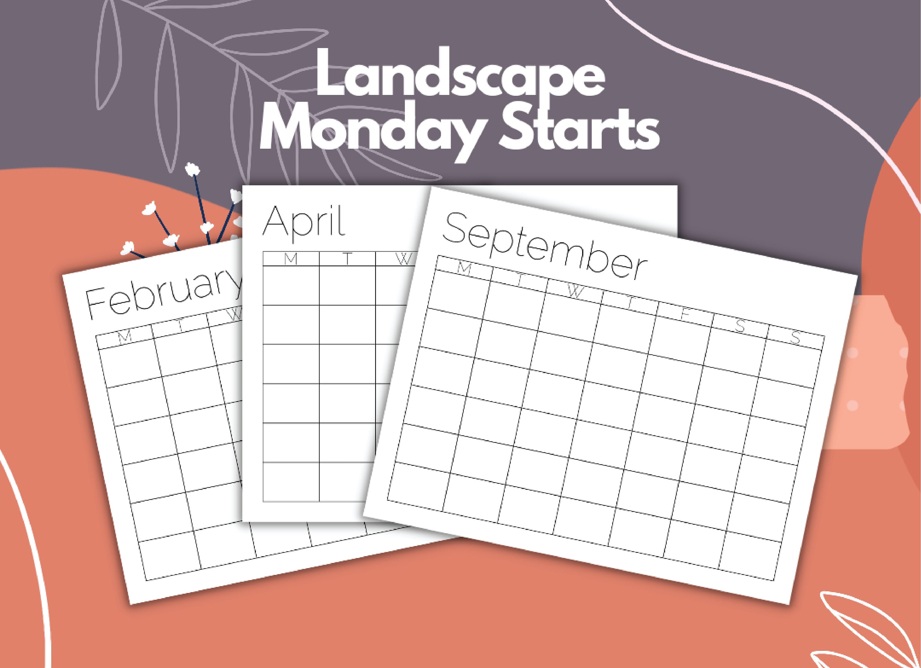 Blank Calendar - Printable Calendar - Kassian Series - Portrait and ...