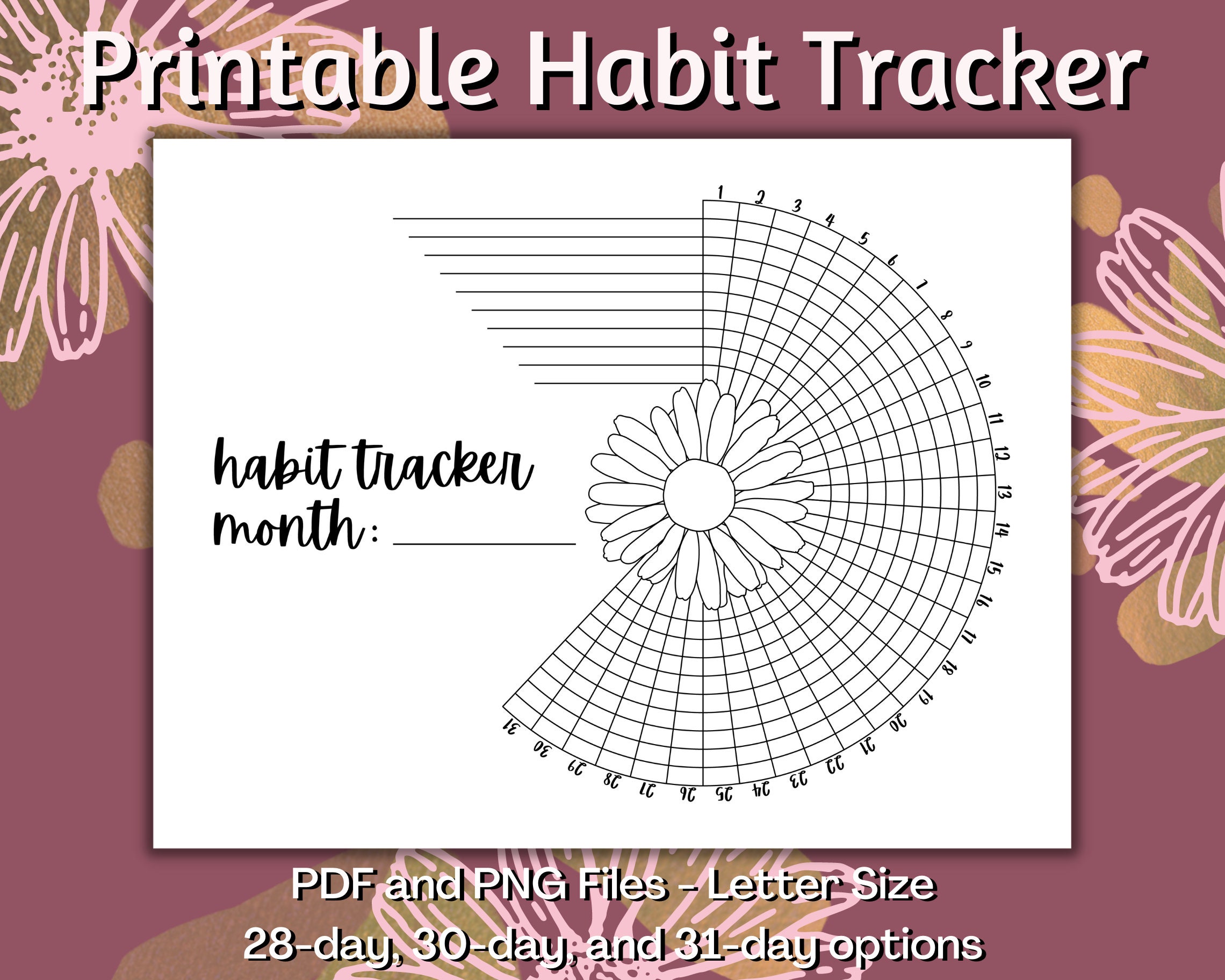Printable Circle Habit Tracker - Letter Size - Landscape - Etsy