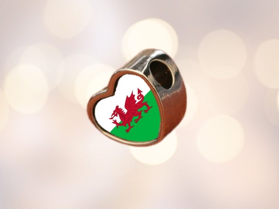 Cymru Wales Welsh Dragon Flag Heart Charm Personalised Charm - Etsy