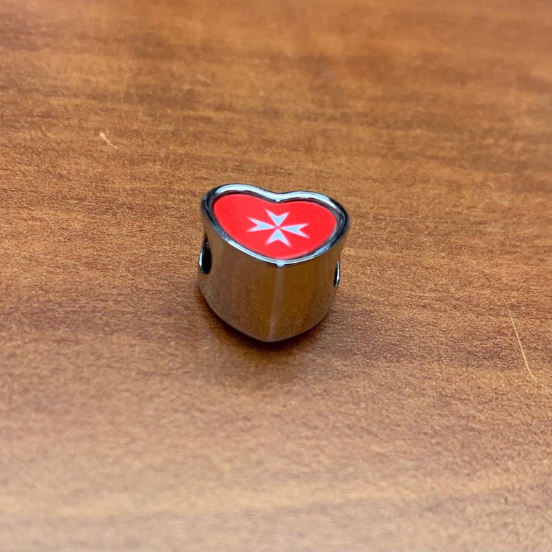 Malta Maltese Cross Flag Heart Charm for Bracelet Stainless Steel ...
