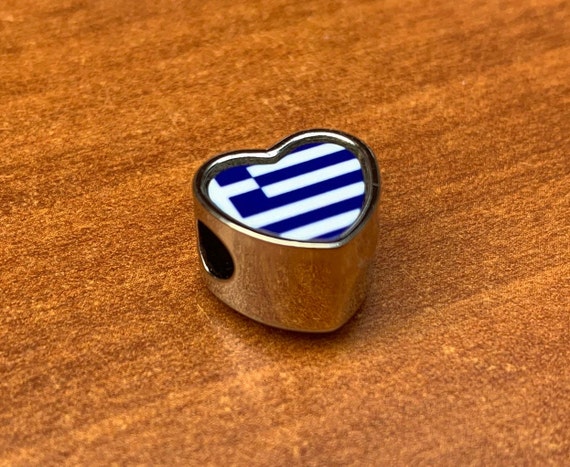 Greece Greek Flag Heart Bracelet Charm - Etsy