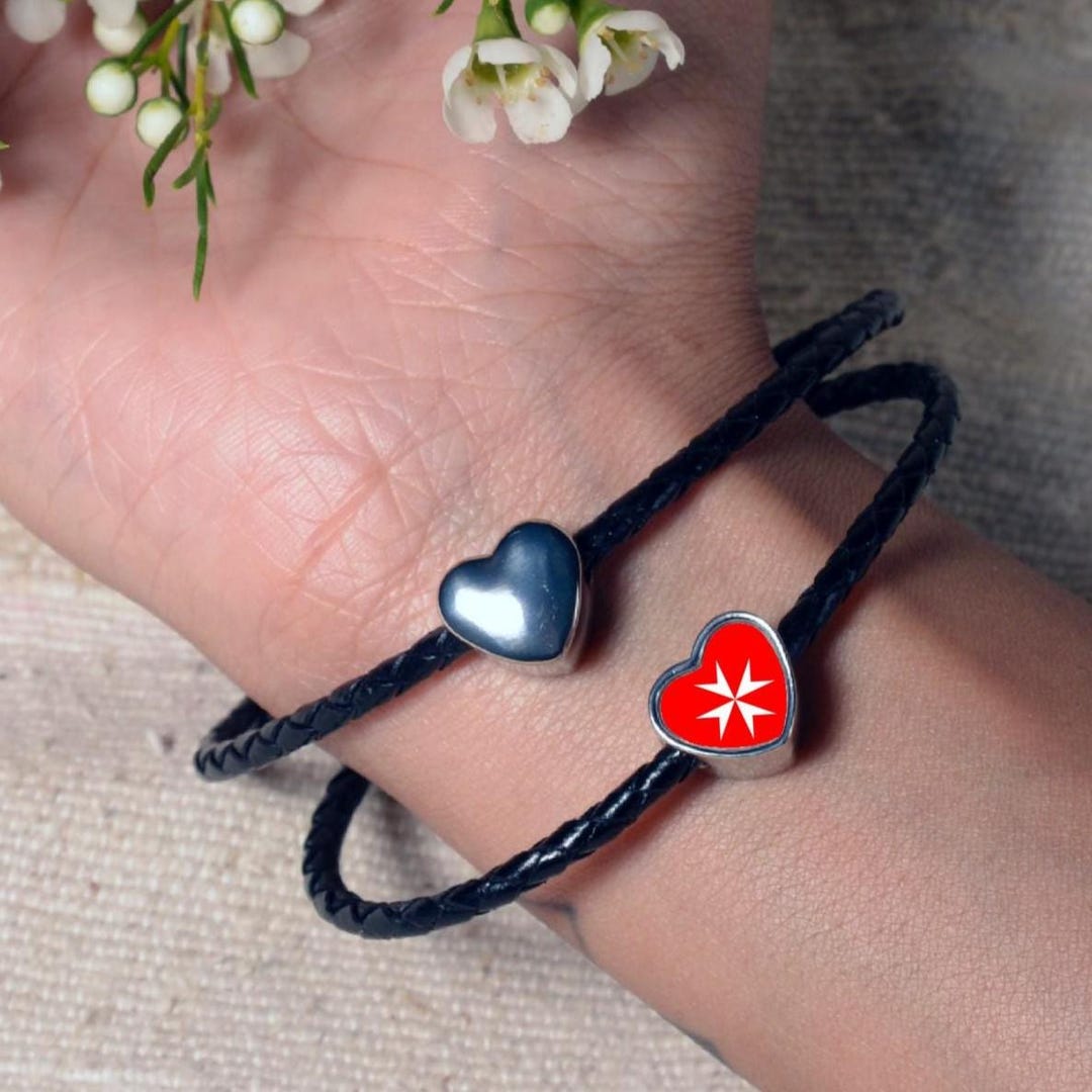 Malta Maltese Cross Flag Heart Charm for Bracelet Stainless Steel ...