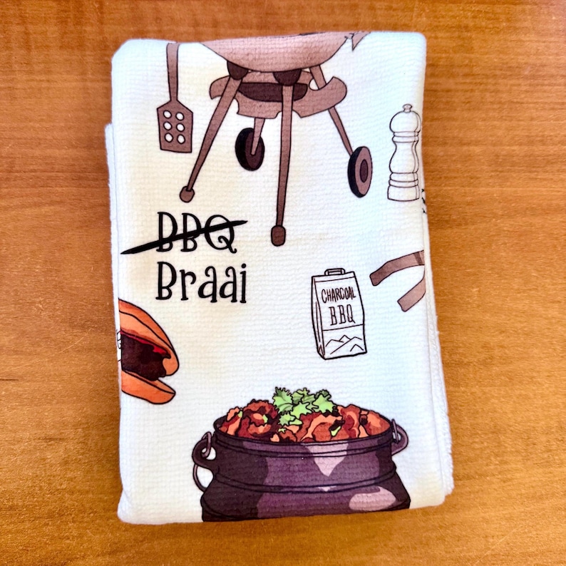 South African Braai Master Potjie Tea Towel Unique Afrikaans Bar Hand ...