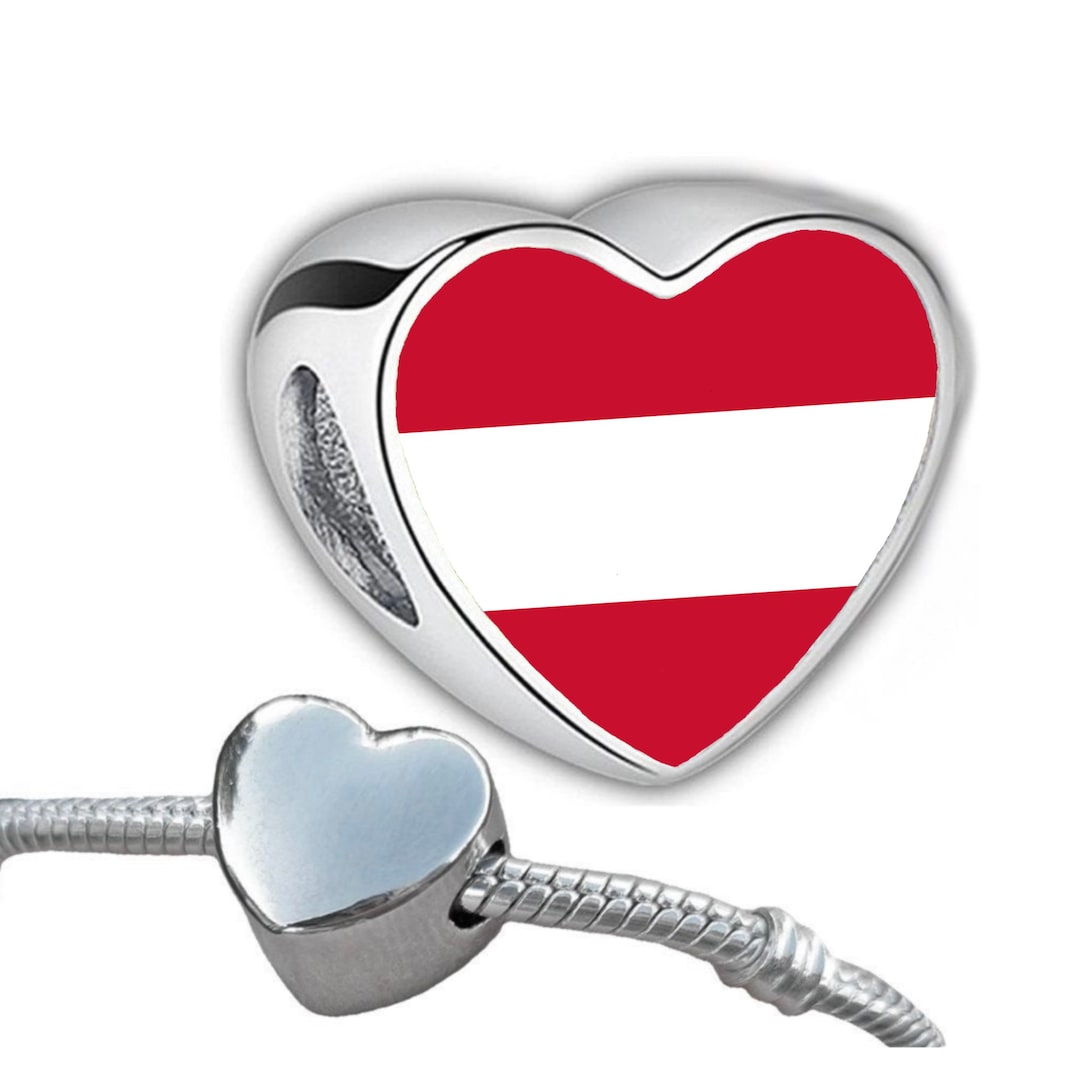 Austrian Austria Flag Heart Shaped Bracelet Charm Bead - Etsy