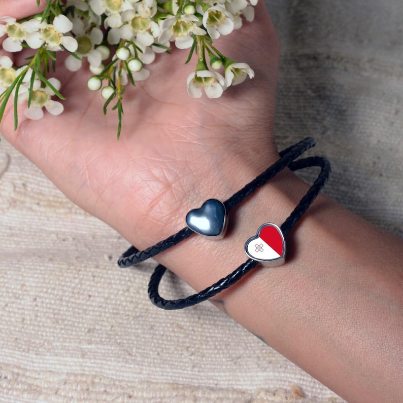 Malta Maltese Cross Flag Heart Charm for Bracelet Stainless Steel ...