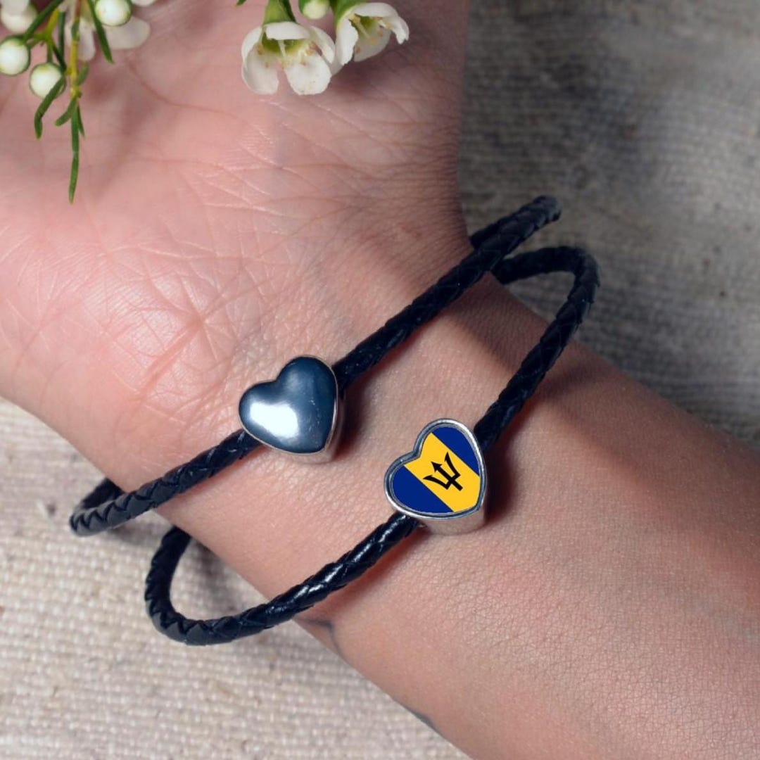 Barbados Flag Heart Charm for Bracelet Stainless Steel Jewellery ...