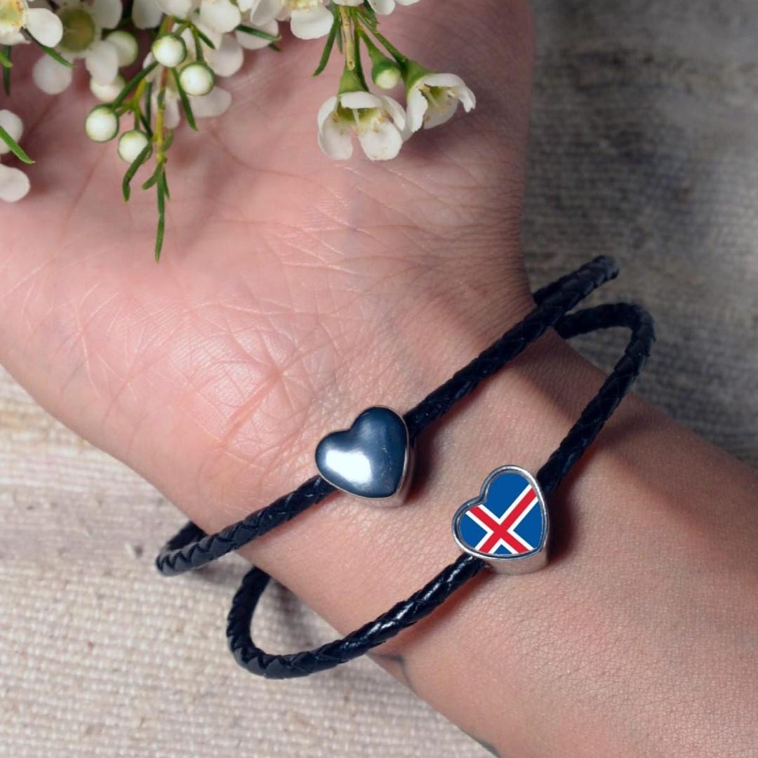 Iceland Icelandic Flag Heart Charm for Bracelet Stainless Steel ...