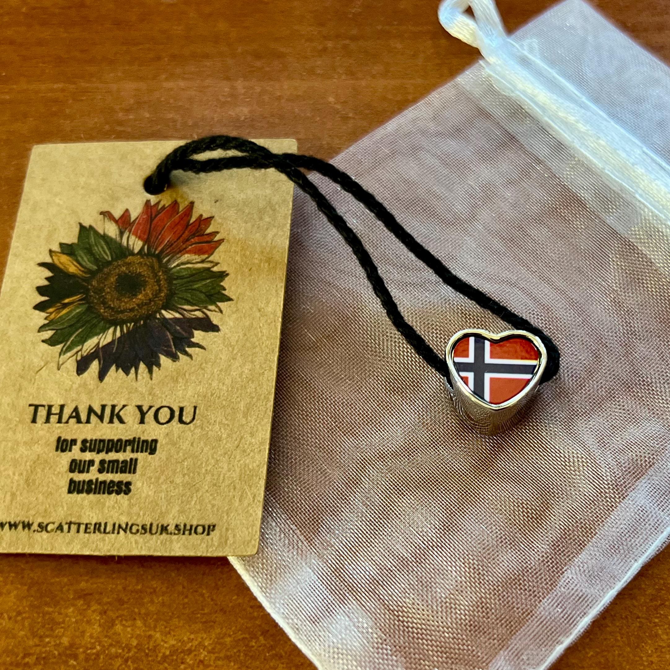 Norway Norwegian Flag Heart Charm for Bracelet Stainless Steel ...